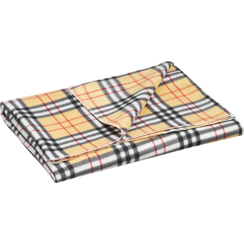 Плед флис Luscan, 130х170 см, 160 г/м2, клетка бежевая