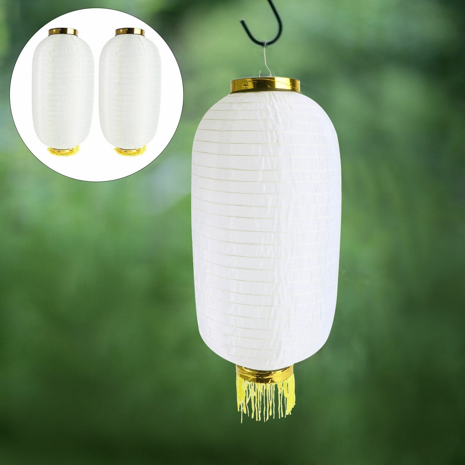 Фонари Японского Стиля, Водонепроницаемые, Из Шелка, Складные, Для Свадеб И Праздников, 2 Штуки, Цвет Рисовый Белый