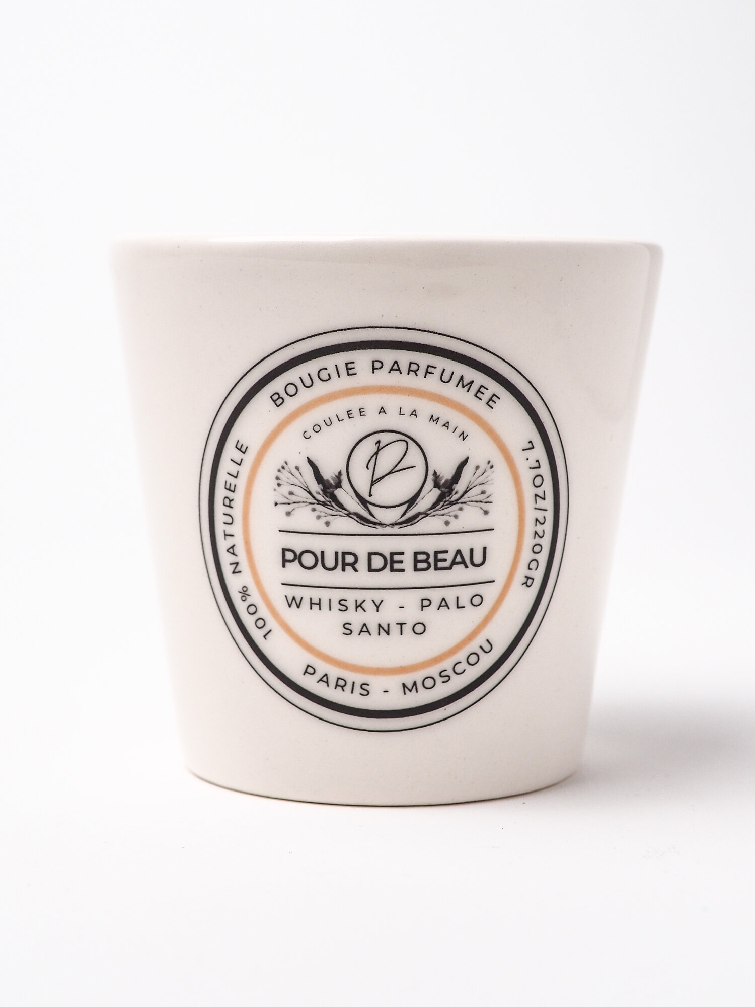 Свеча ароматическая pour de beau "Виски-Пало Санто" фарфор, ручная работа, 220 гр.