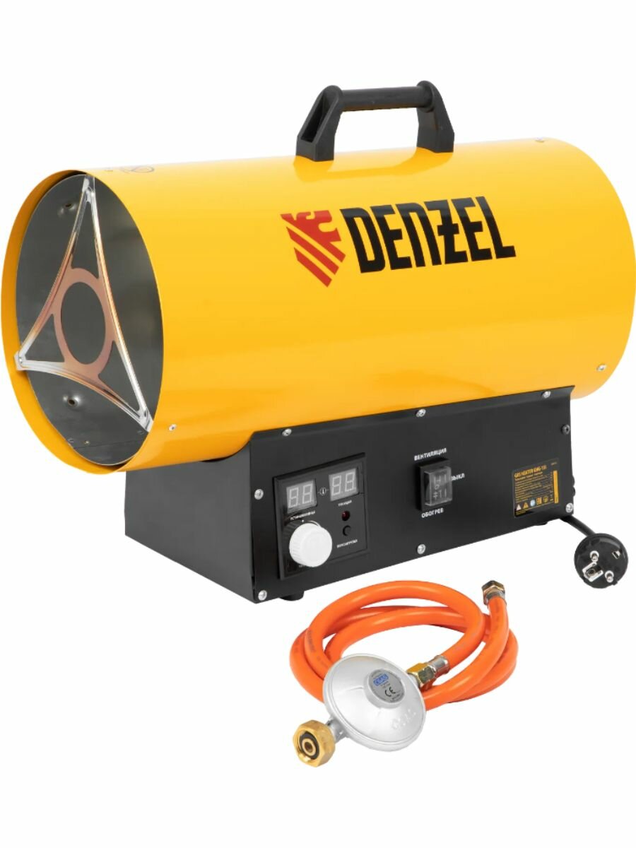 Газовая тепловая пушка Denzel GHG-15i, 15 кВт, 320 м3/ч, цифровой термостат, пропан-бутан, желтая/черная