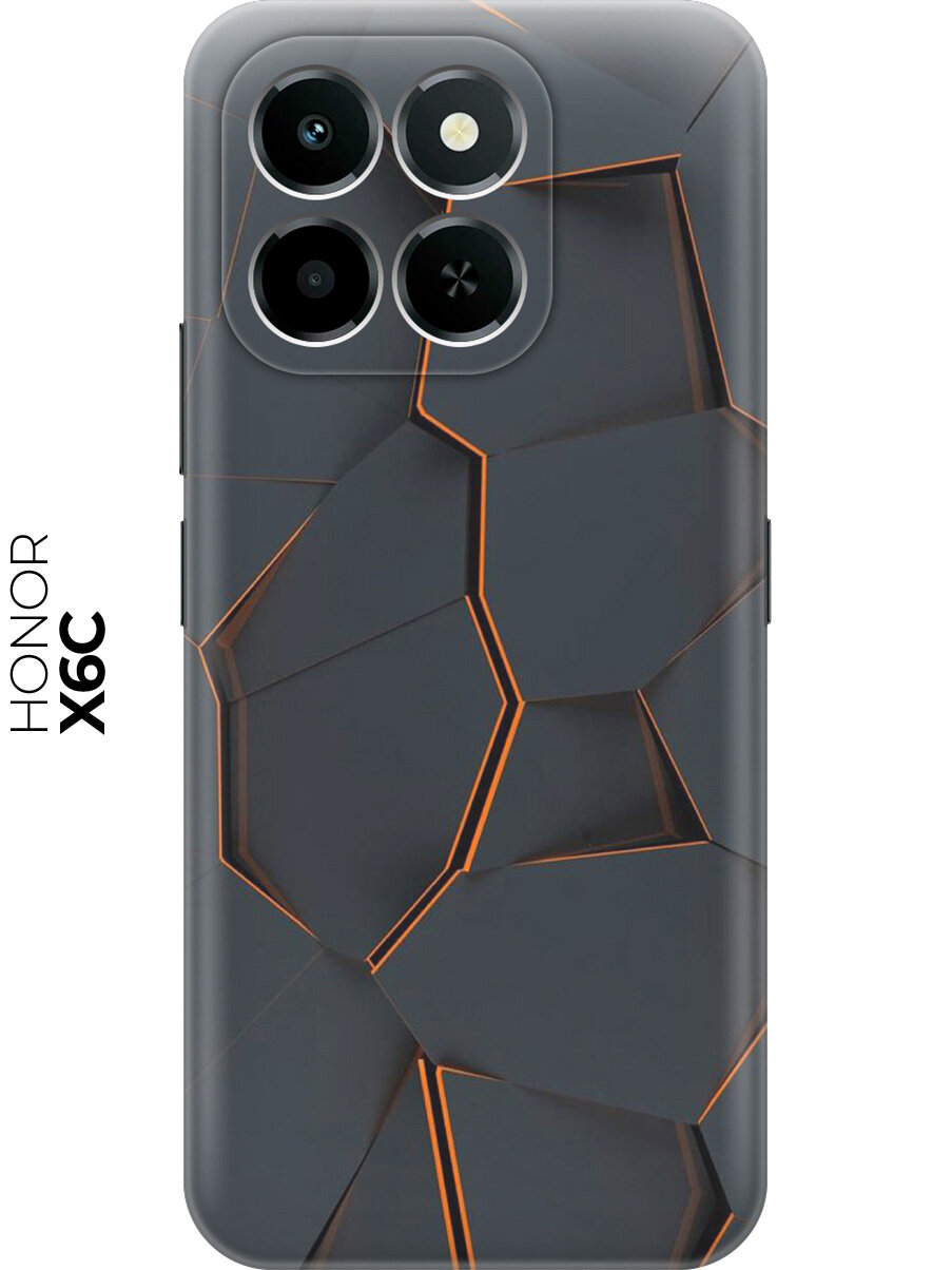 Силиконовый чехол на Honor X6C с принтом "Графитовый излом"