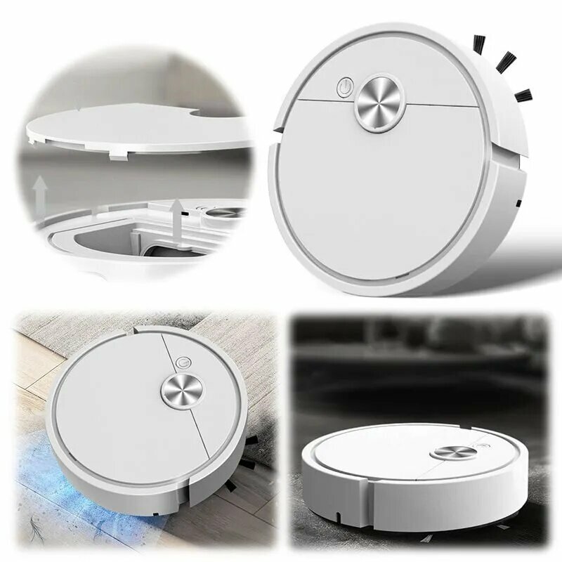 Milochic Робот-пылесос 3 в 1 подметальный робот перезаряжаемый робот с сильным всасыванием для уборки дома, белый