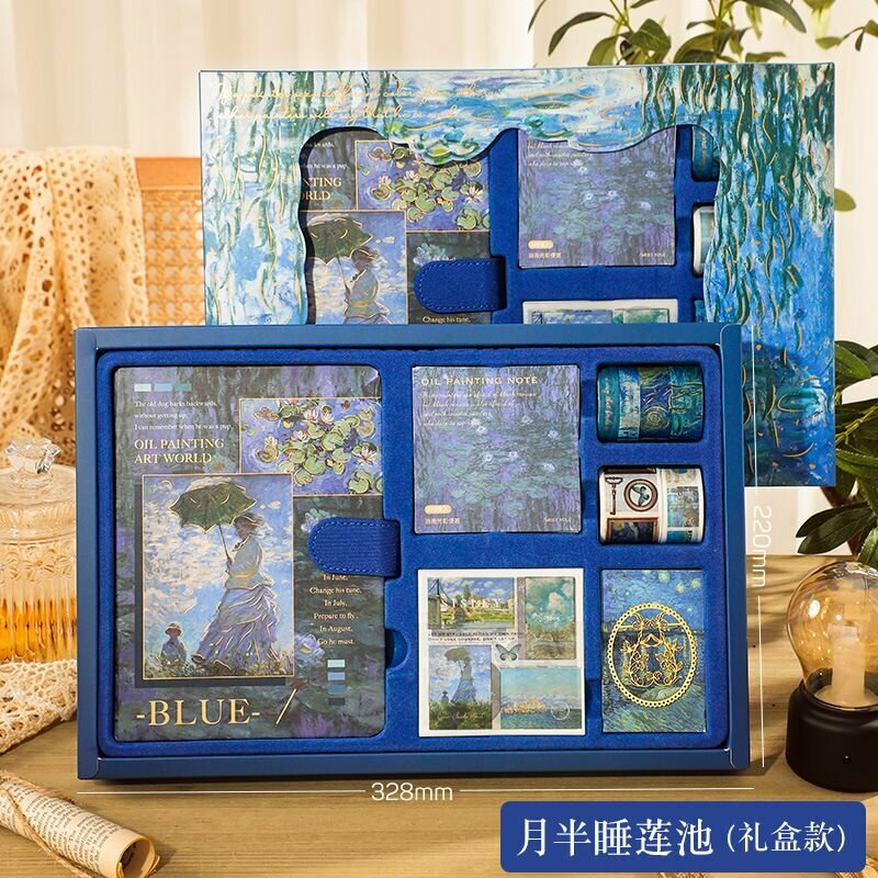 Блокнот, подарочный набор с самоклеящимися заметками, наклейками и закладками, серия классических масляных картин, МонеKOMOER