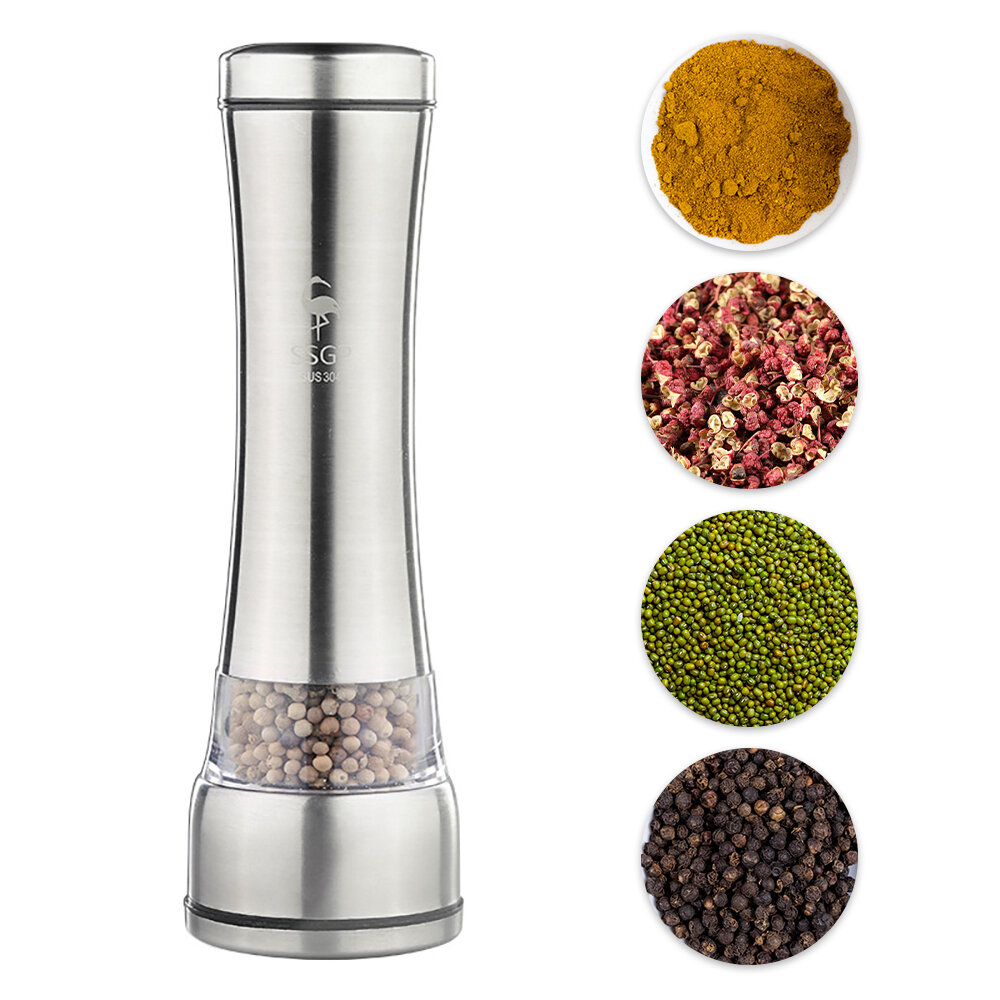 Мельница для соли и перца Salt Pepper Grinder Silver 300ml 21*6.5cm 304 нержавеющая сталь керамическое ядро прозрачный акрилл 1 шт Gift box package