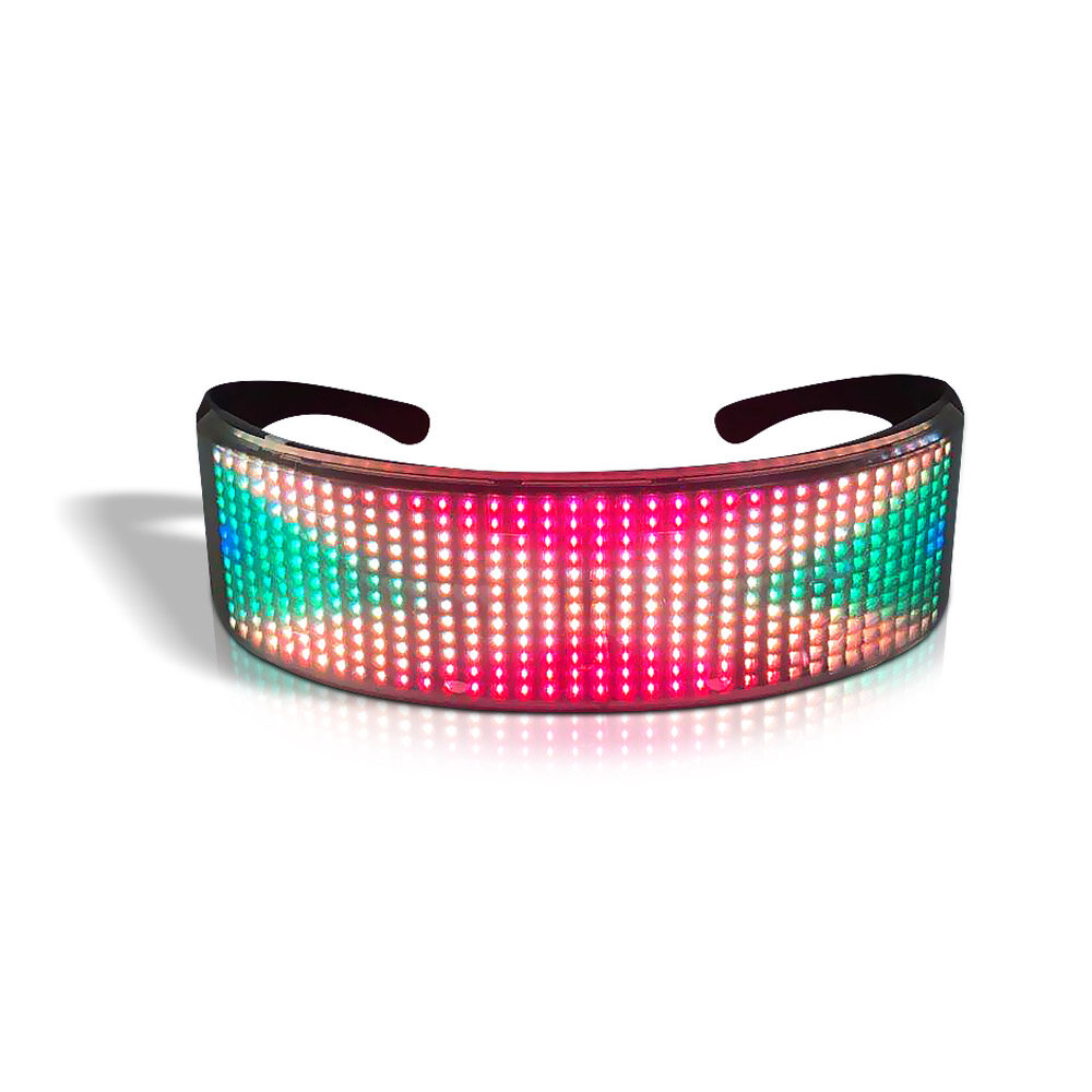 LED Party Glasses SL-009 Черный BT APP Control USB Rechargeable 700mAh 5V/1A 3 часа заряда 5 часов работы ABS Plastic 432 RGB ламп MP3 WMA Music Rhythm DIY Animation 17.5*8.0*5.3cm 99g для Christmas Birthday Party Nightclub