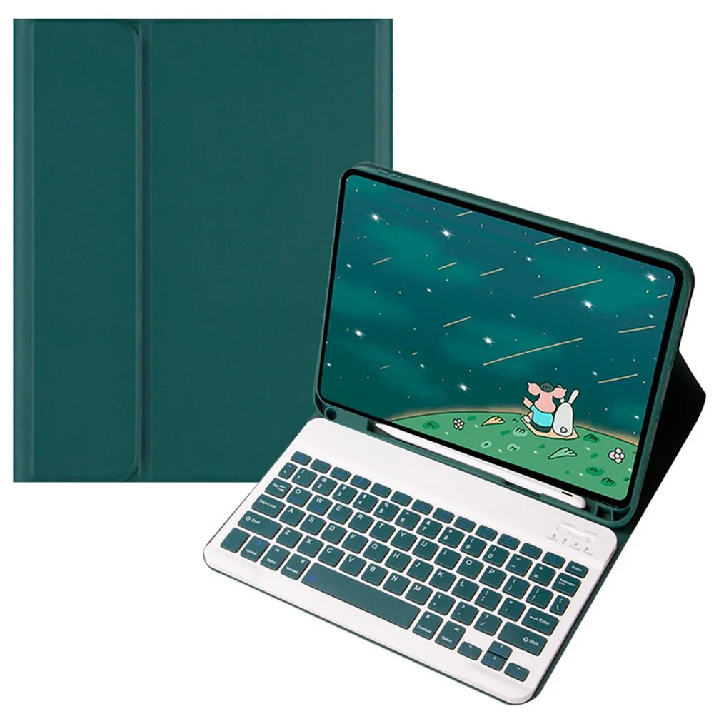 Кожаный чехол с Bluetooth-клавиатурой qukam для Samsung Galaxy Tab A9 Plus Korean keyboard, Set 1