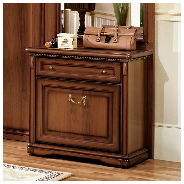 Тумба для обуви в прихожую №1 Джоконда, орех, с ящиком и откидной дверцей, классическая, Miassmobili