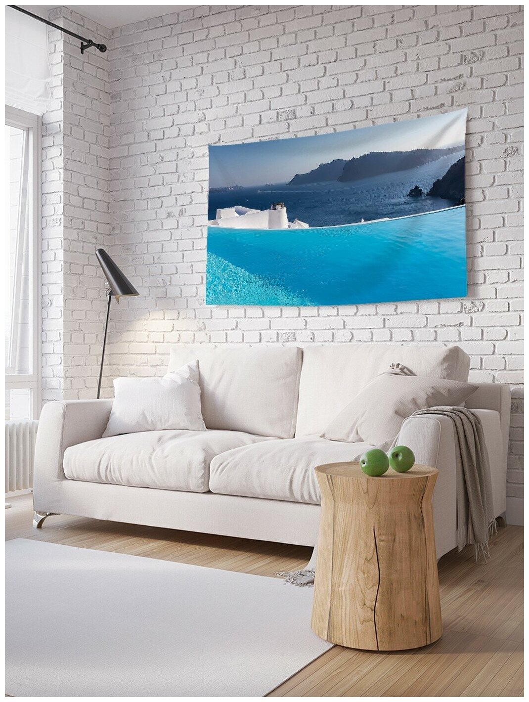 Фотопанно на стену горизонтальный постер 100х150 "Бассейн переходящий в море", JoyArty