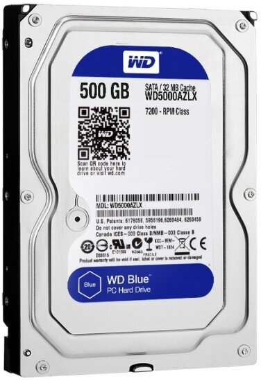 Жесткий диск 3.5" Western Digital WD Caviar Blue 500 ГБ, SATA III, 32 Mb, 7200 rpm (WD5000AZLX)