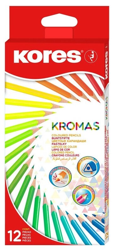 Карандаши цветные Kores Kromas 12 цветов трехгранные 93391 1054855