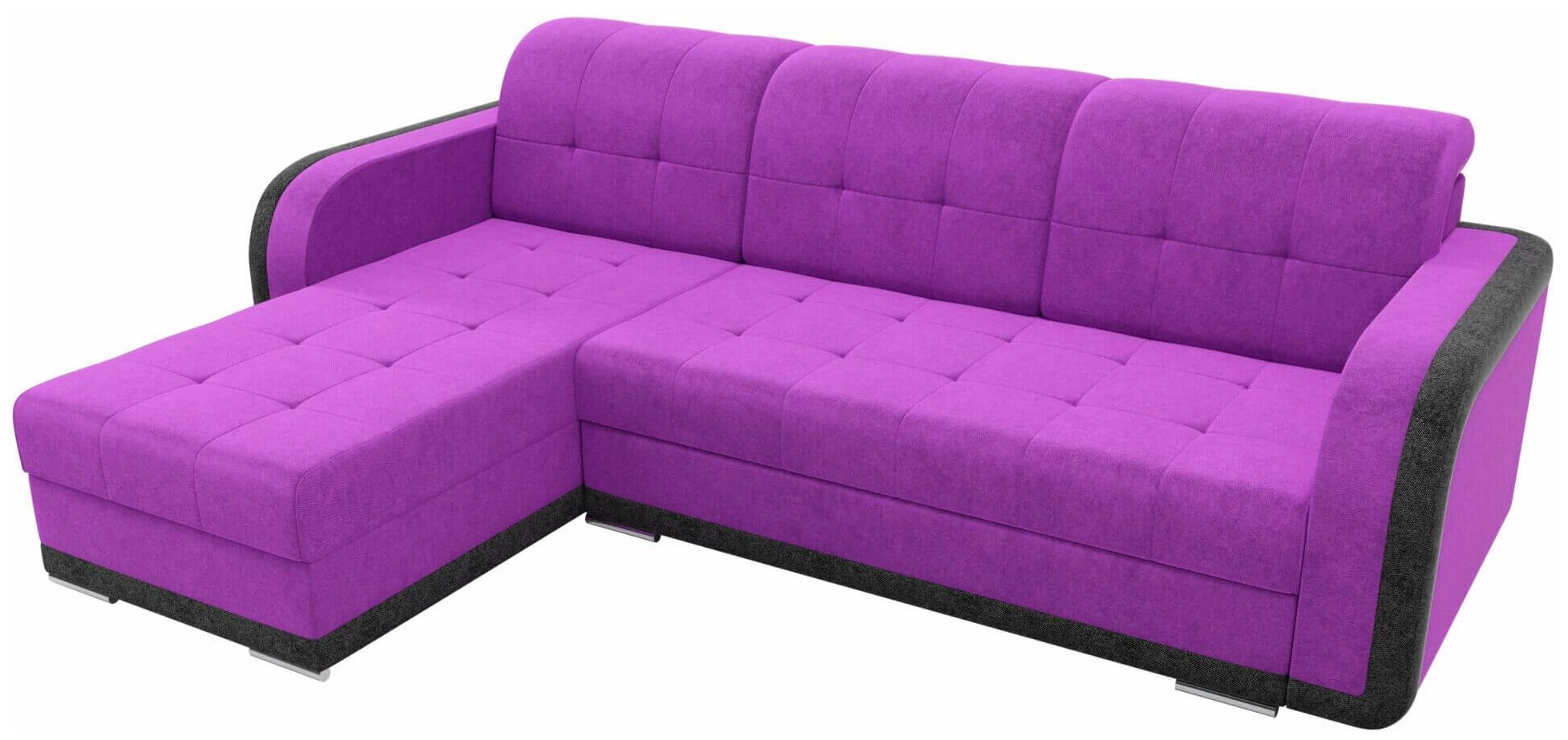 Artum Диван угловой Марсель велюр фиолетовый черный левый