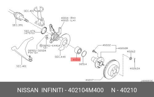 Подшипник Ступицы Mitsubishi Carisma/Colt/Lancer (NISSAN 402104M400)