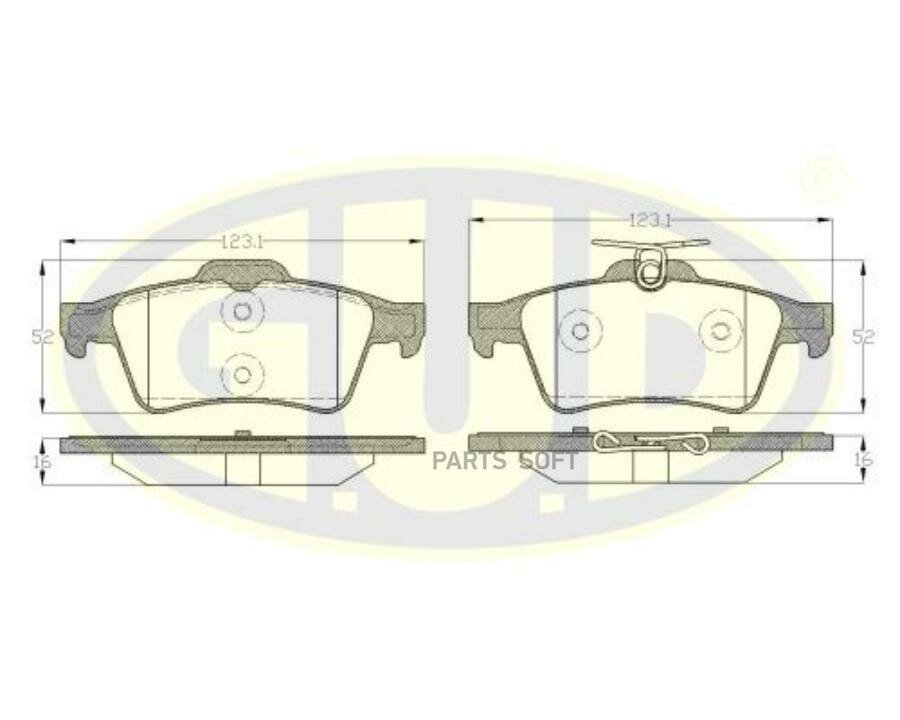 Колодки ЗАД SAAB 9-3. OPEL VECTRA. FORD FOCUS 1.4-3.2 02- ECO-LINE G.U.D арт. GBP880113