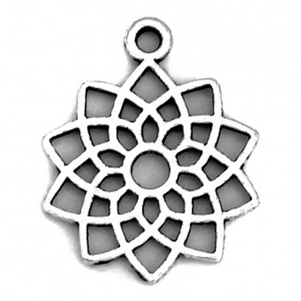 Фурнитура для бижутерии Подвеска металлическая Цветок Ажурный 0011133 серебряный цвет 17x14х1 мм, цена за 10 шт.