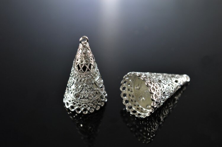 Концевик 41х23мм, внутренний диаметр 19мм, отверстие 2мм, цвет платина, сплав металлов, 01-338, 2шт