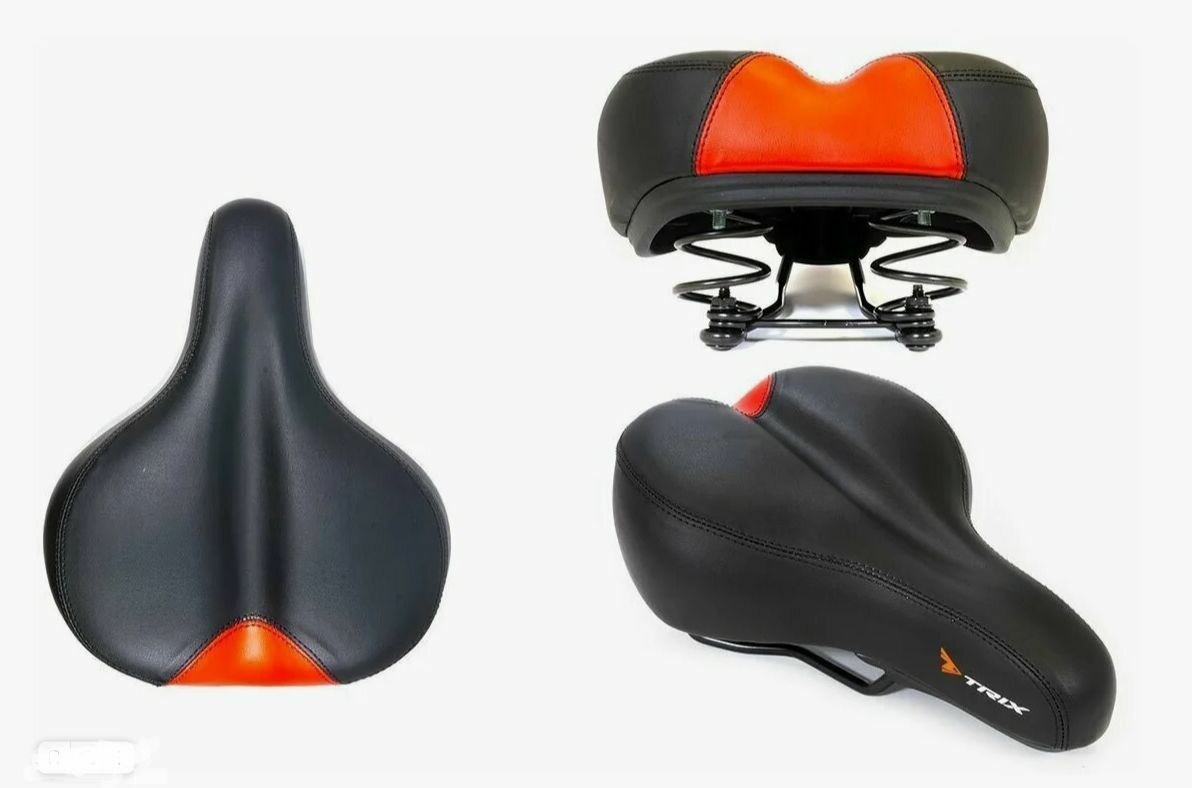 Седло TRIX комфорт 260x180 мм, пружинное, красно-черное