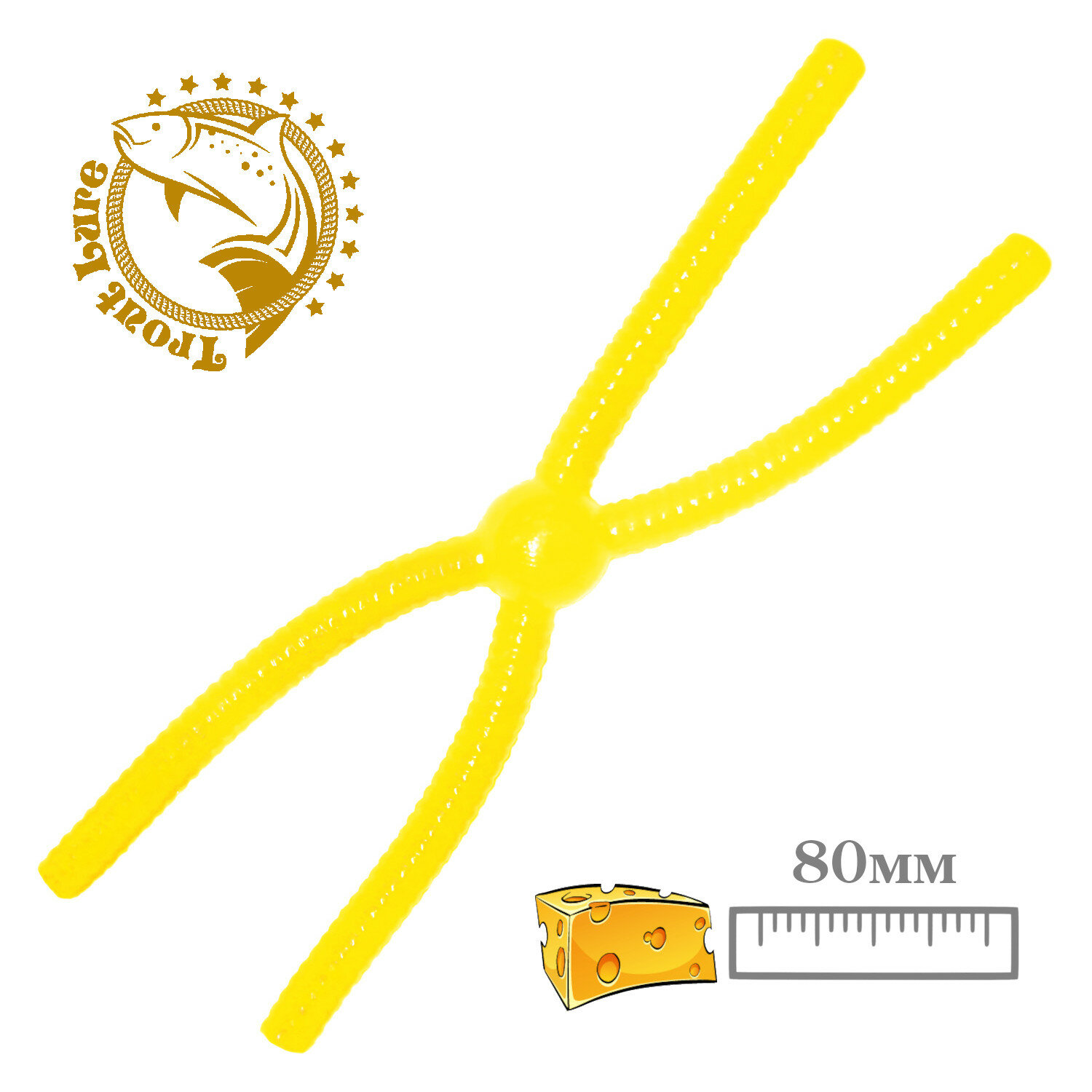 Силикон TROUT LURE (SANSAN) в банке, DOSHIK-X 80, СЫР, COL. 9 (Yellow), (12шт)