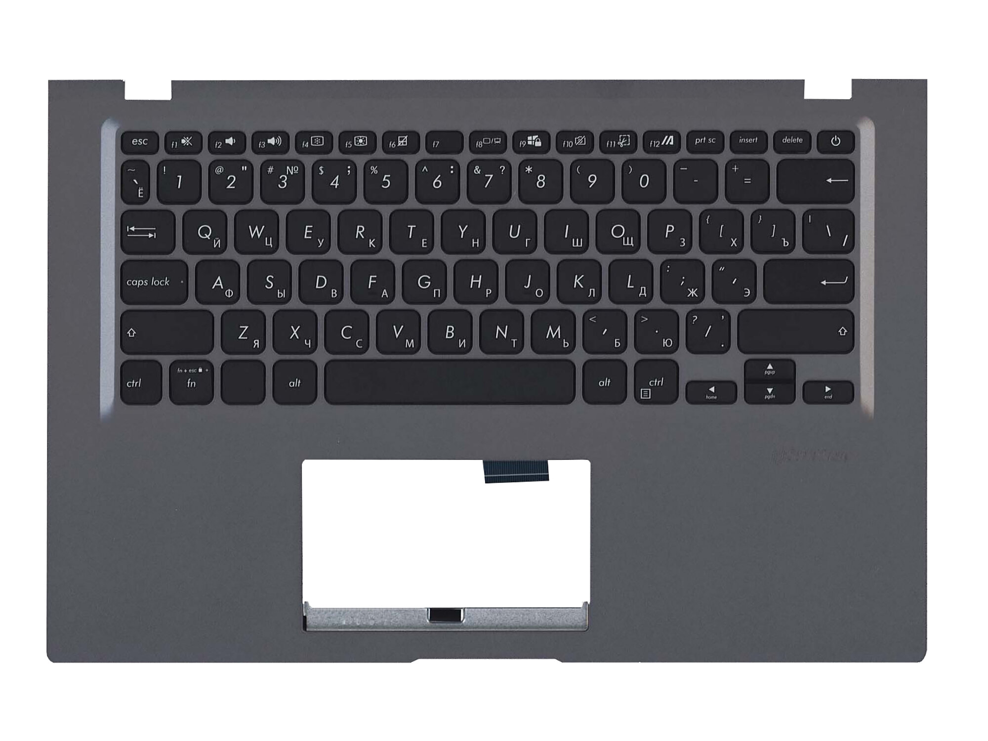 Клавиатура (топ-панель) для ноутбука Asus X415 черная с серым топкейсом