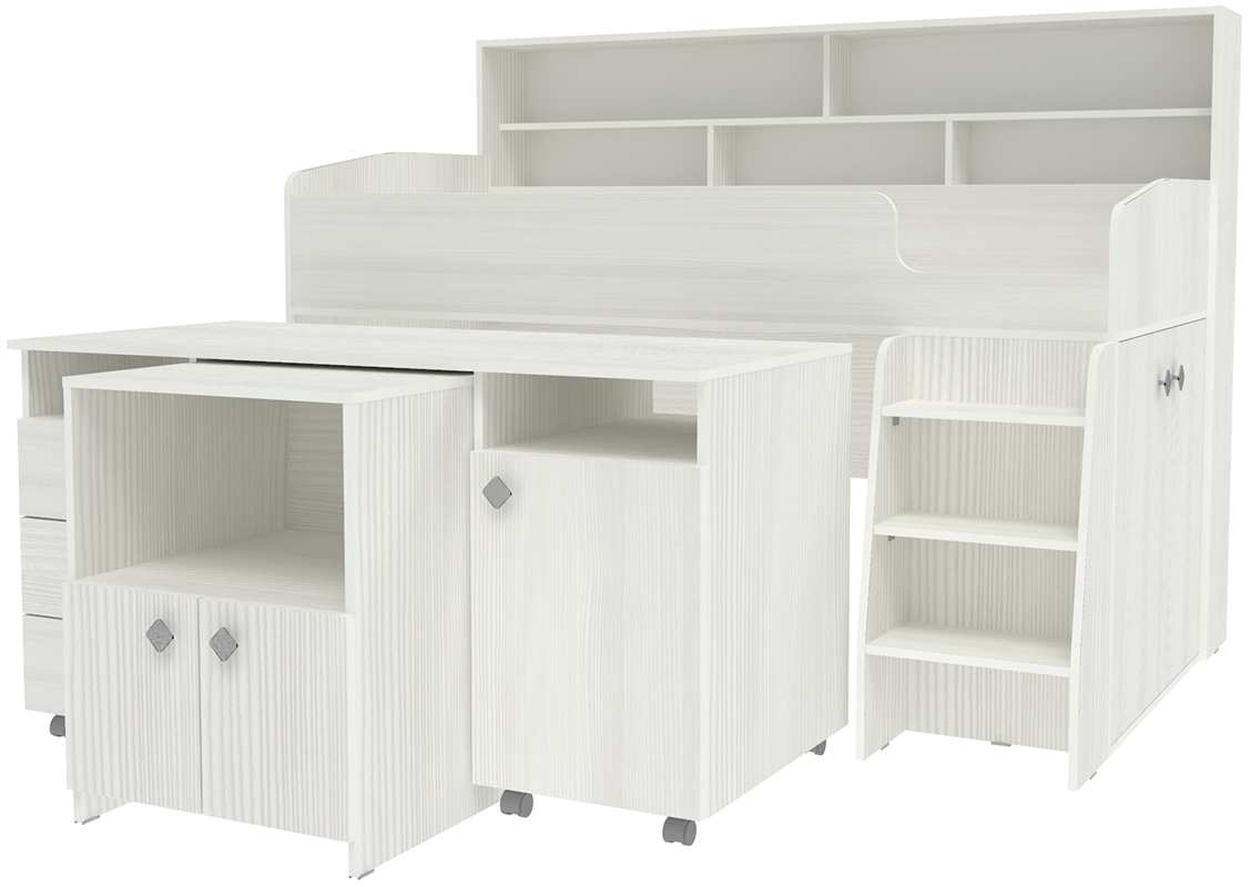 Кровать чердак Малыш 5 Белое Дерево Белое Дерево