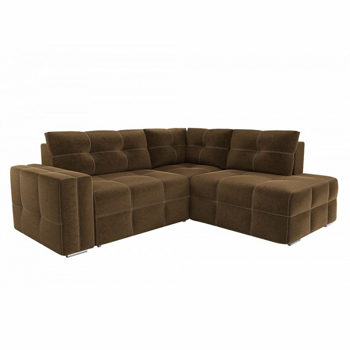 Диван угловой DiHall "Леос", еврокнижка, коричневый, 190х235х90 см