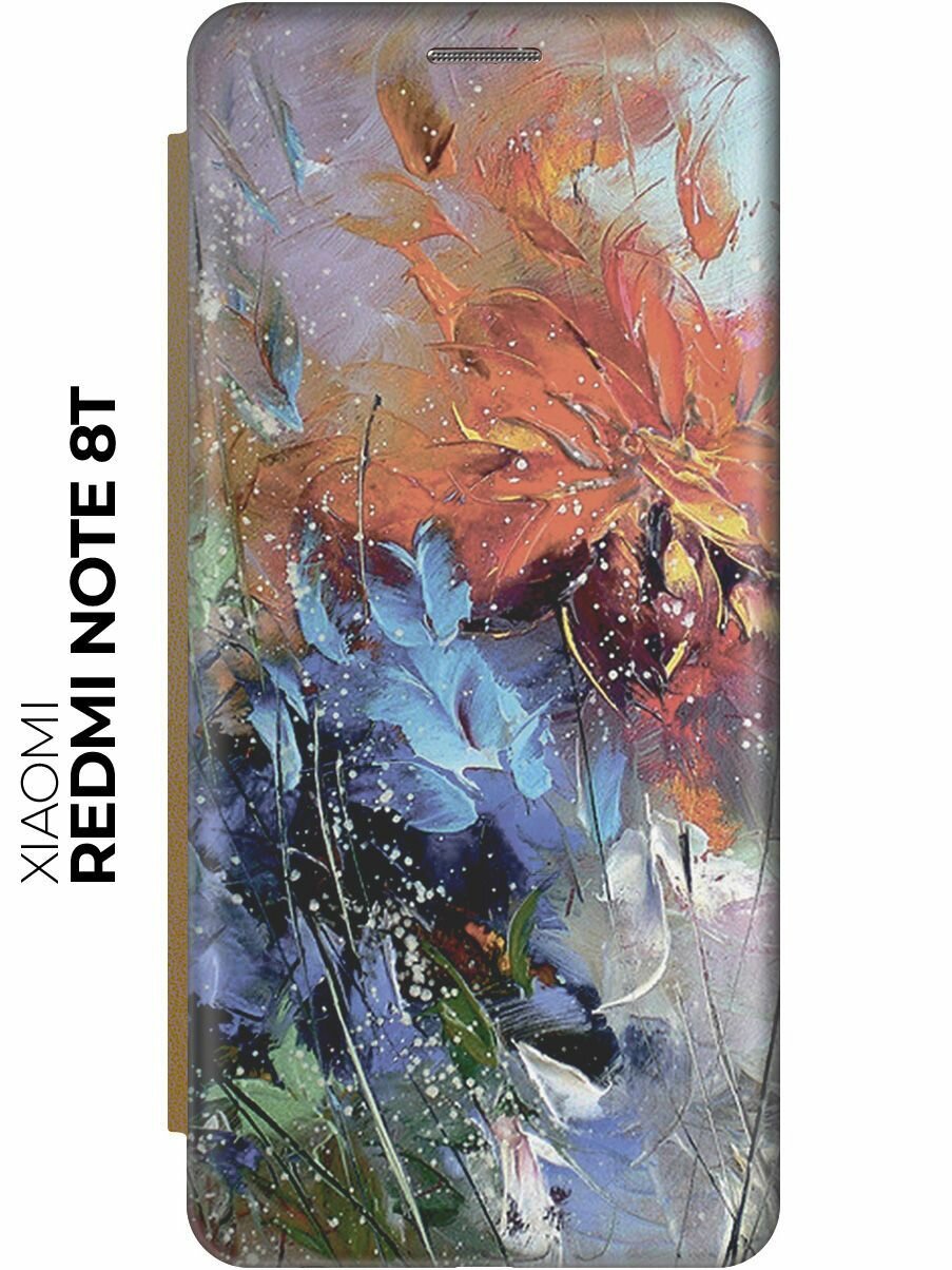 Чехол-книжка Весенний взрыв на Xiaomi Redmi Note 8T / Сяоми Редми Ноут 8Т золотой