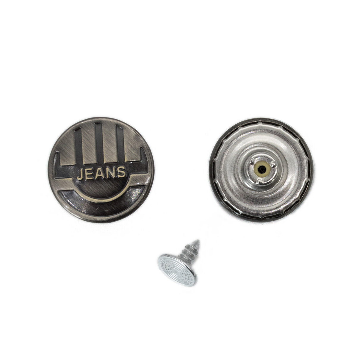 Пуговицы для джинсов металлические 'JEANS', 20 мм, 50 шт, на фиксированной ножке, Айрис (черный никель)