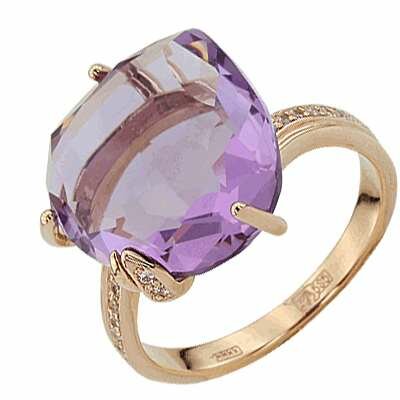 Кольцо, красное золото, 585 проба, аметист