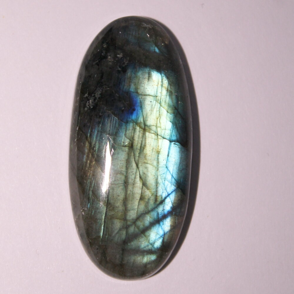 Лабрадор кабошон, натуральный камень, 42х20х4 мм, Мадагаскар, "True Stones"