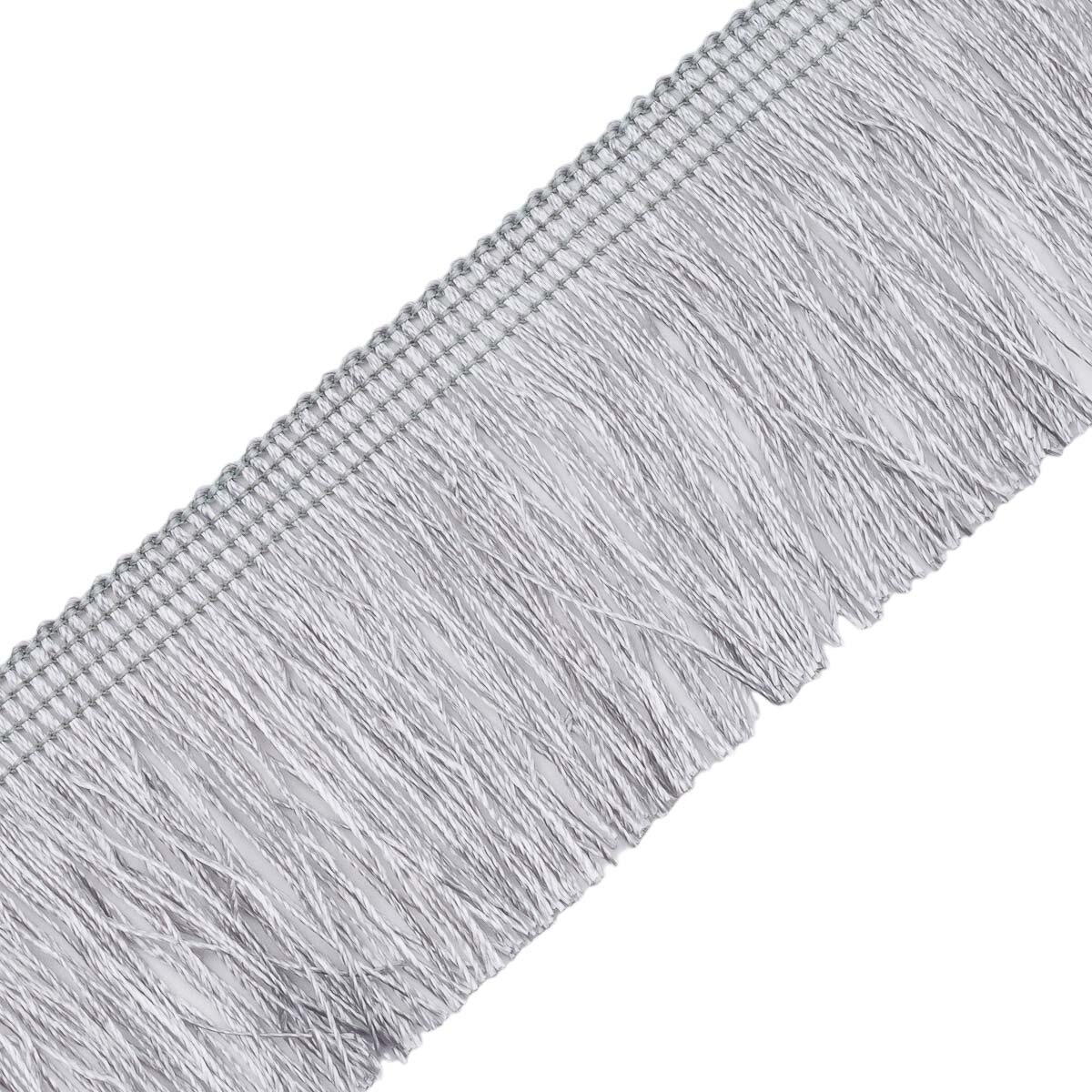 Бахрома для штор, текстиля, шитья, 6,3 см*25 м, нитяная, светло-серая, Айрис