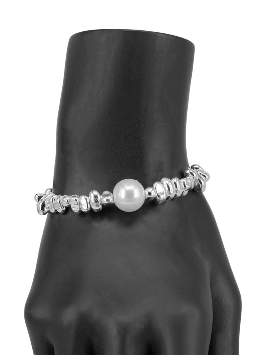 Жесткий браслет, жемчуг имитация