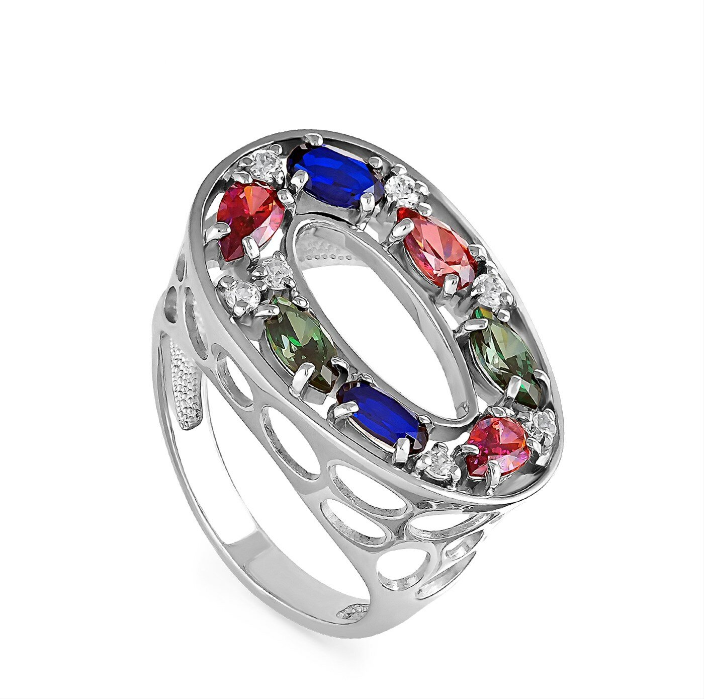 Кольцо, серебро, 925 проба, фианит