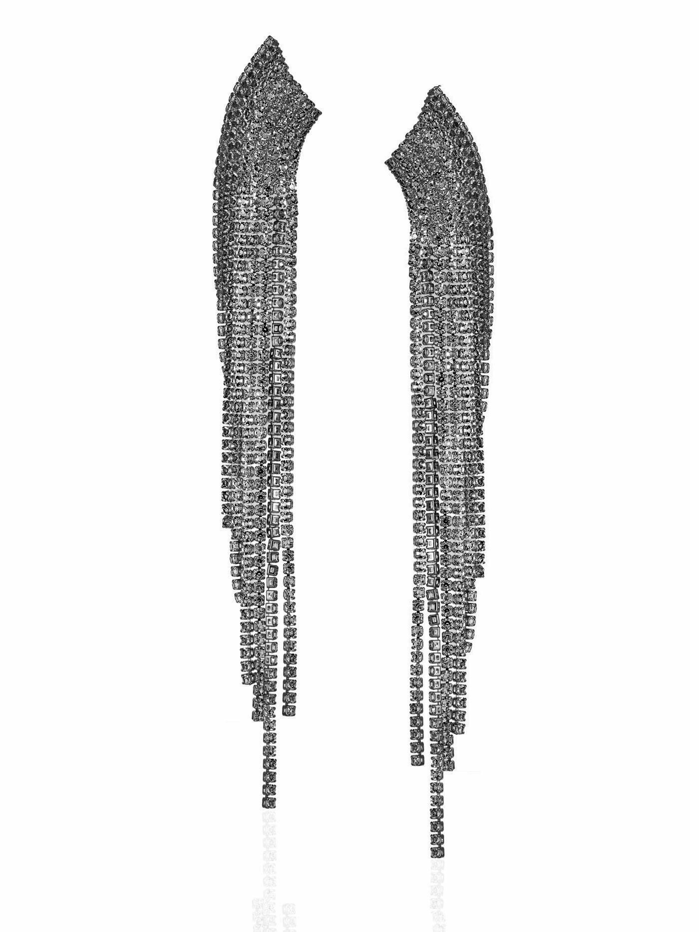 Серьги с подвесками, фианит