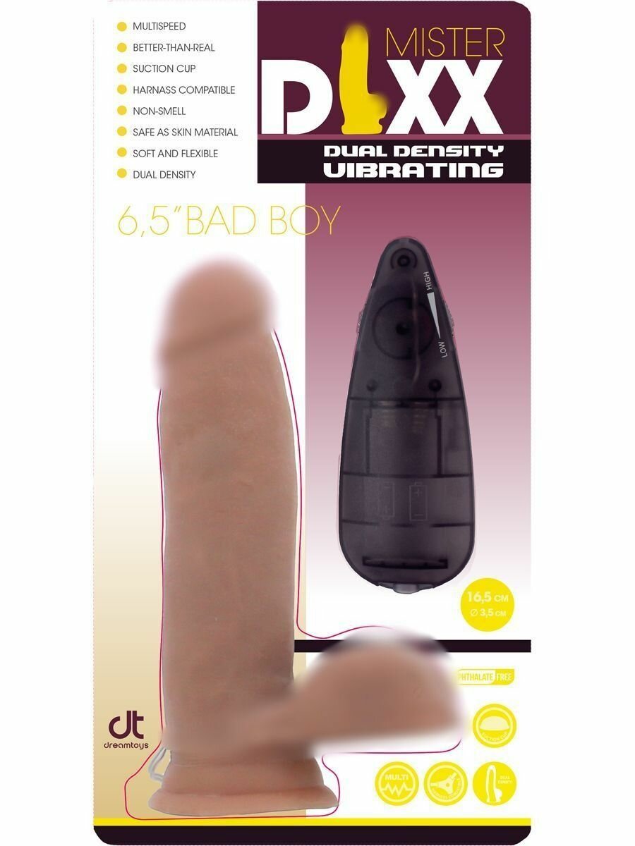 Вибратор на присоске "MR.DIXX BAD BOY DUAL DENSITY VIBRATING DILDO" 12.5см