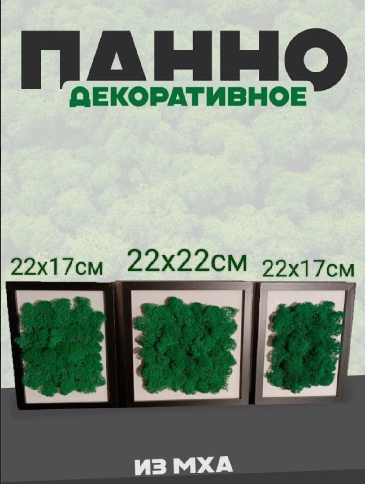 Панно декоративное из стабилизированного мха, панно настенное со мхом
