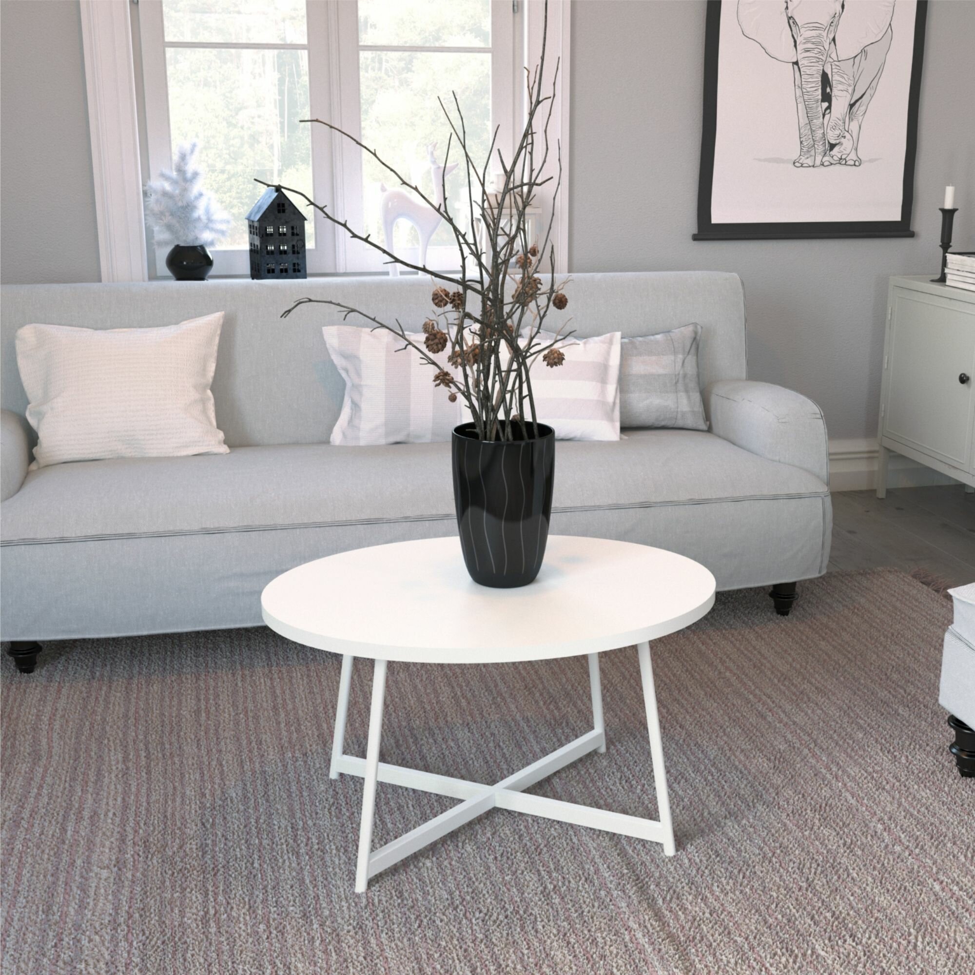 Стол журнальный Овал 80х60 см, Белый