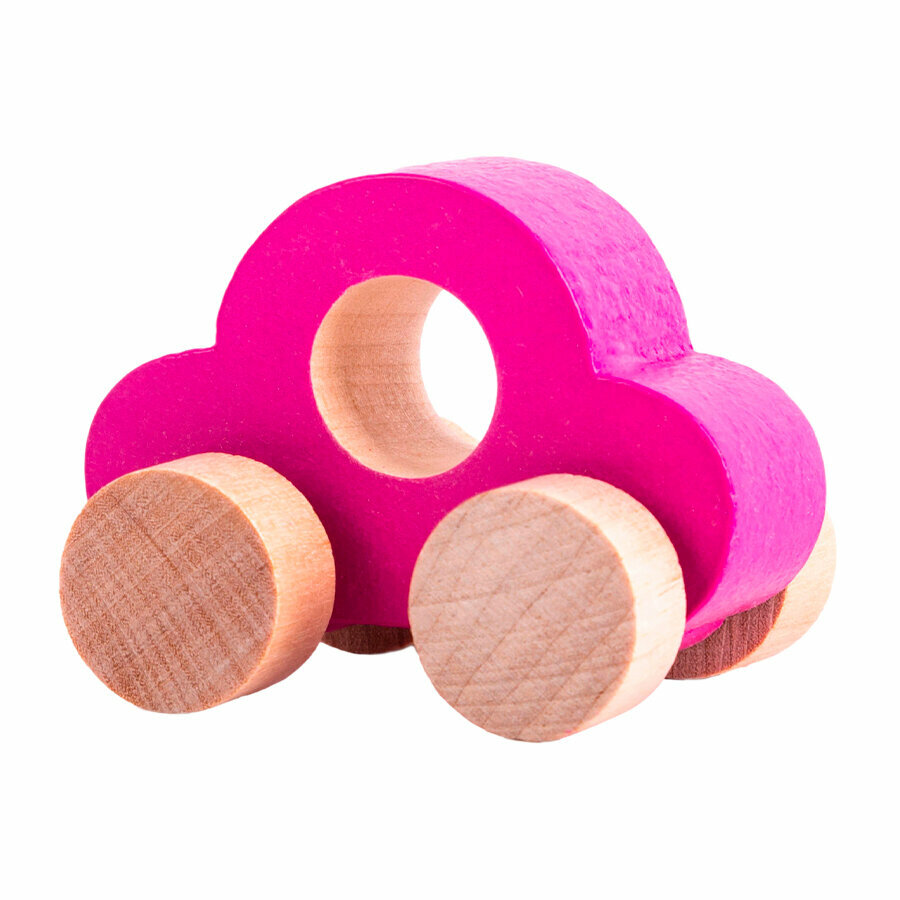 Фигурка Томик "Машинка", дерево, каталка, для детей, 1,5-3 года, цвет розовый