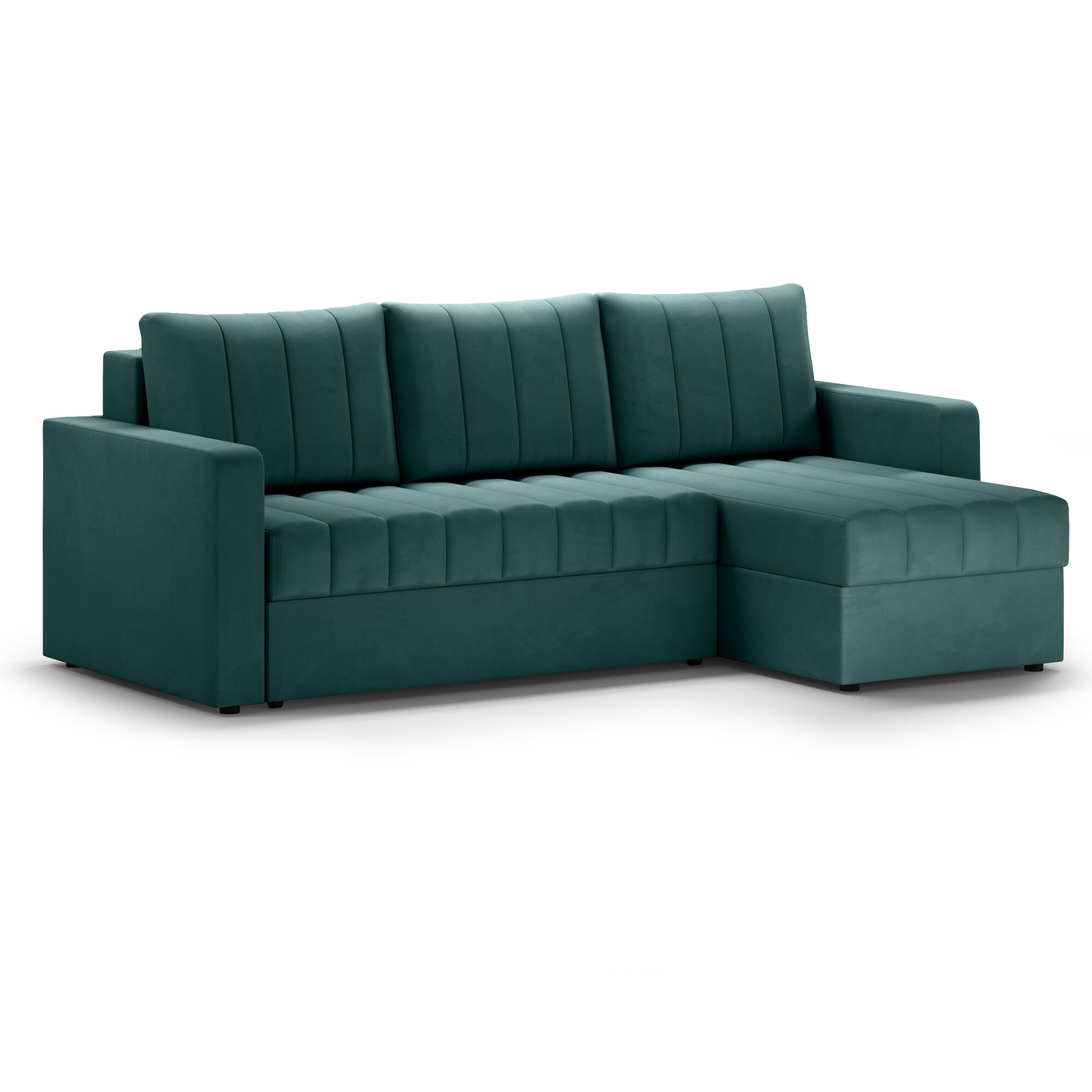 Диван угловой "Бостон правый" 236х155х81, 150х208, 3 места, бирюзовый велюр