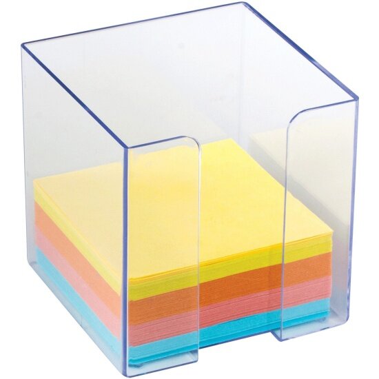 Подставка для бумажного блока Brauberg CLASSIC пластиковая, 90х90х90 мм, прозрачная, 238092, ПЛ41