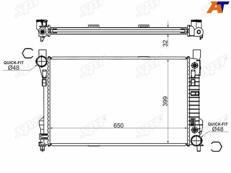 . SAT Радиатор охлаждения двигателя для Mercedes-Benz C-Class 00-08 / CLK-Class 02-10 / SLK-Class 04-11