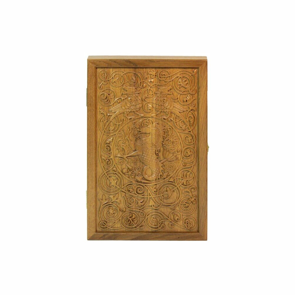 Резные дорожные нарды-шашки из массива чёрного дуба Гиппокампус 36х46 см 999-171-14