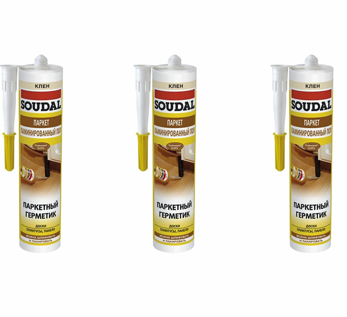 Герметик акриловый для дерева и паркета Soudal клён 280 мл (3 шт.)
