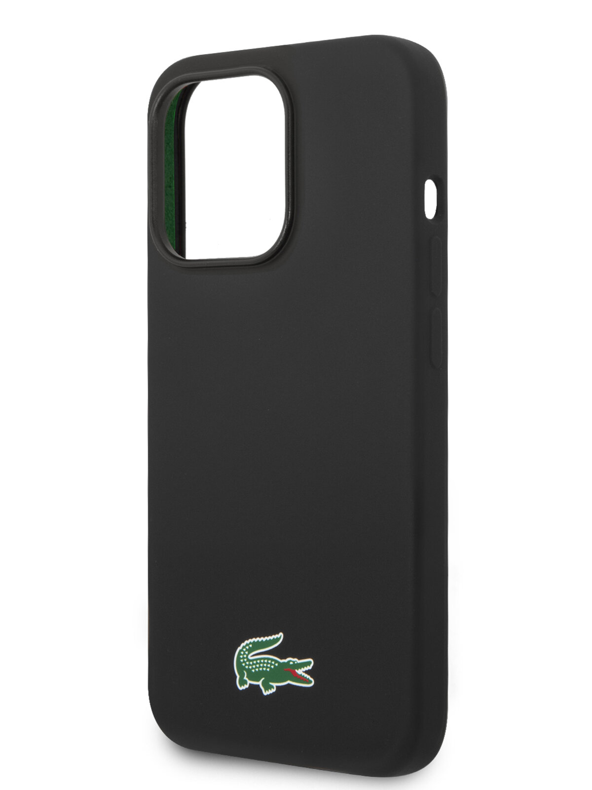 Lacoste для iPhone 15 Pro чехол Liquid silicone Croc Logo Hard Black (MagSafe)
