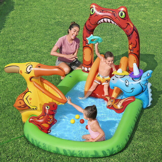 Игровой центр Юрский Период 241*140*137 см горкой и фонтаном, клапан, Bestway, 53160