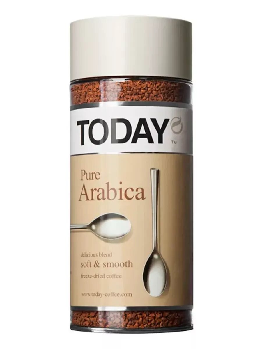 Растворимый сублимированный кофе Today "Pure Arabica", мягкий, 95 г