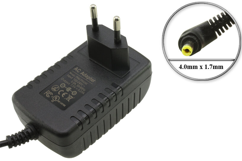 Адаптер (блок) питания 7.5V, 0.25A, 4.0mm x 1.7mm (VD075025C, PN075025C), для различных устройств.