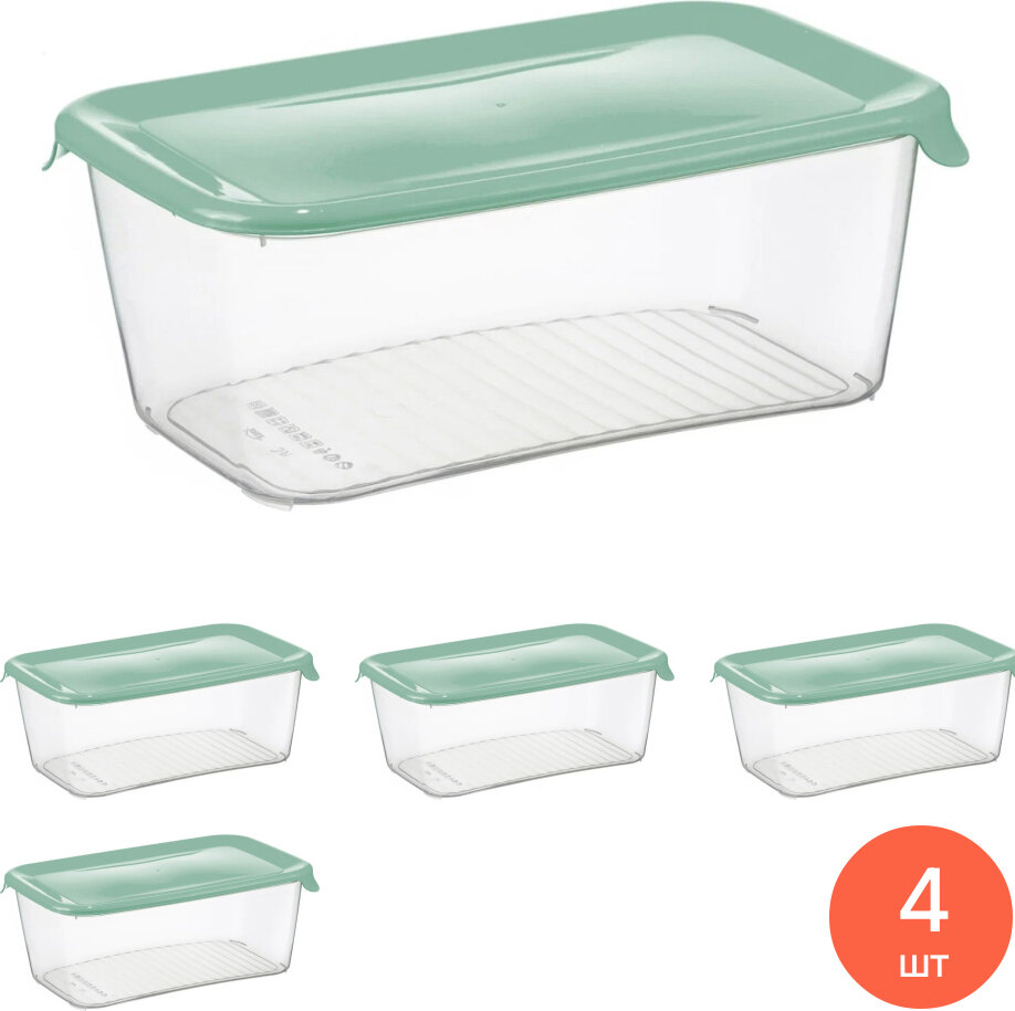 Контейнер для хранения продуктов Idea / Идея Практик полипропилен с крышкой прозрачный, 26.5×17.5×10см объем 3л / емкость герметичная для СВЧ (комплект из 4 шт)
