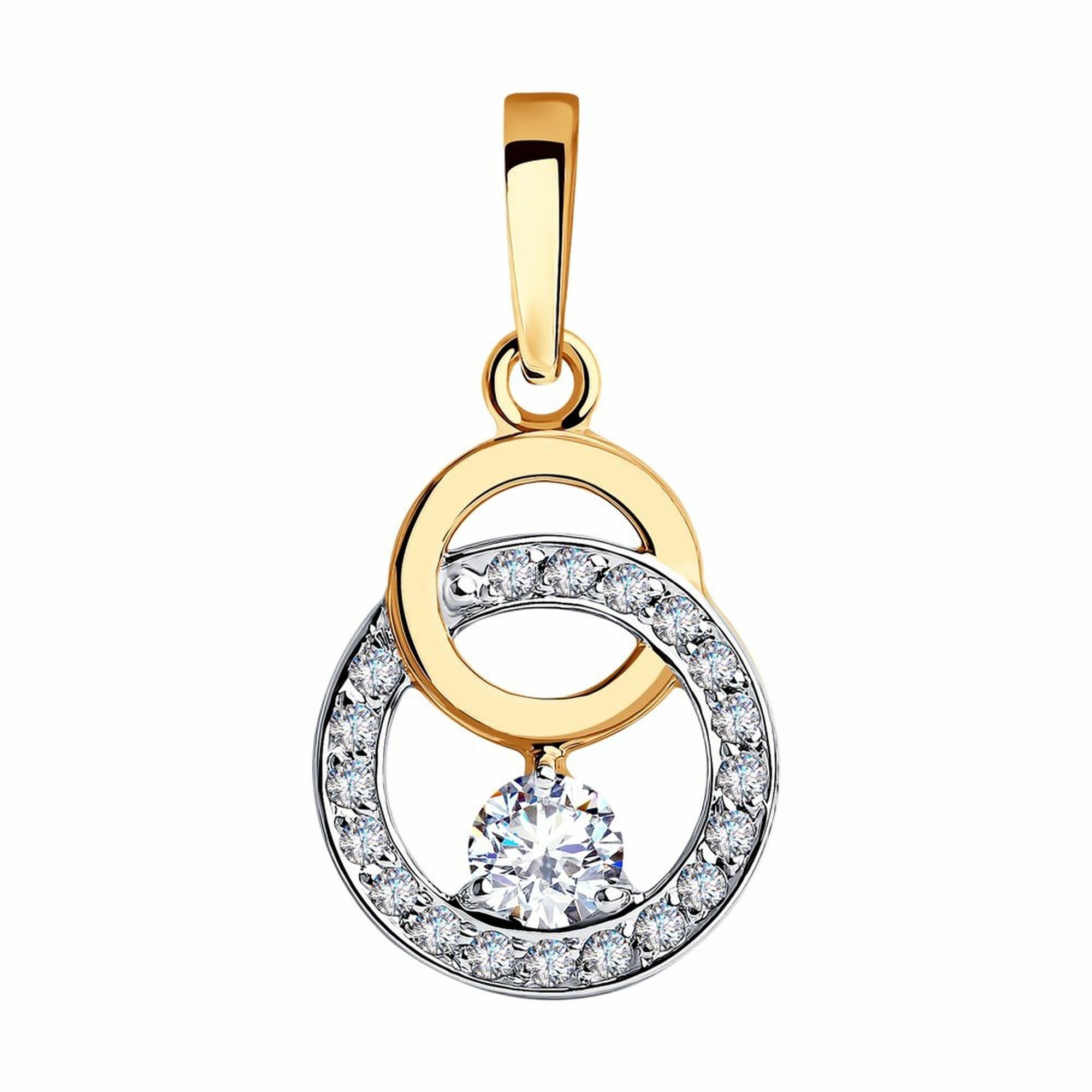 Подвеска, красное золото, 585 проба, фианит