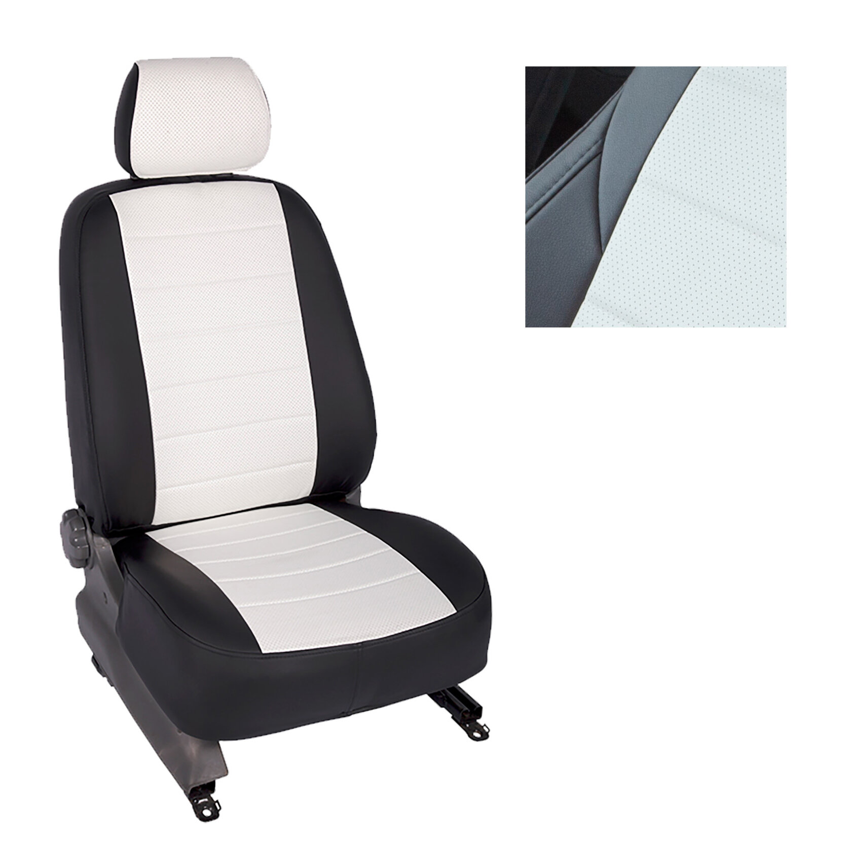 Чехлы из экокожи для Kia Rio X-Line 40/60 2017-н. в. (бело-черные, 93330)