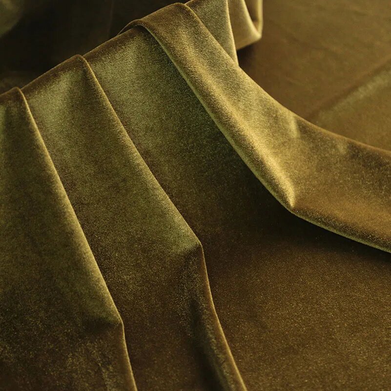 Бархатная велюрная ткань золотистого цвета от fabcdiy Army Green 6