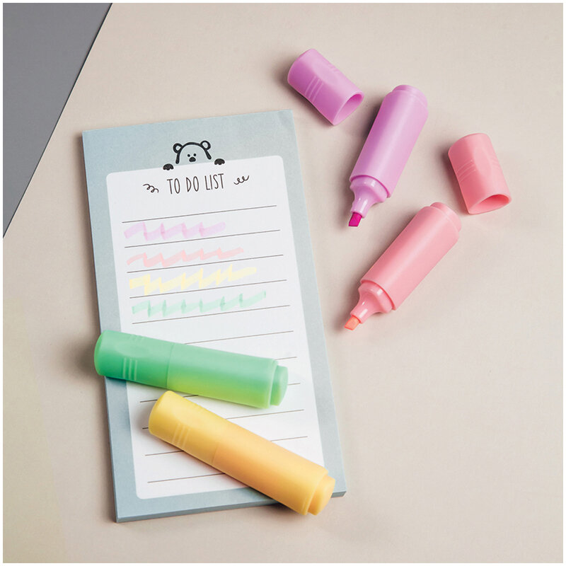 6 шт. Набор текстовыделителей MESHU "Pomadka" 04цв, 1-3мм, мини, скошенный, трехгранный, европодвес